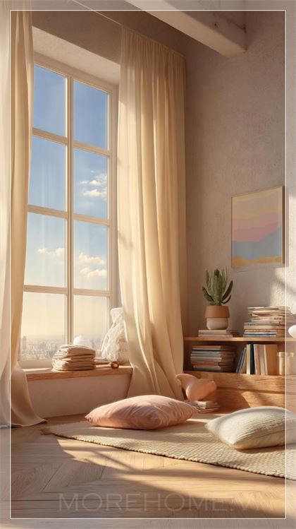 front view of minimalistic office, depth of field -... - NỘI THẤT AI